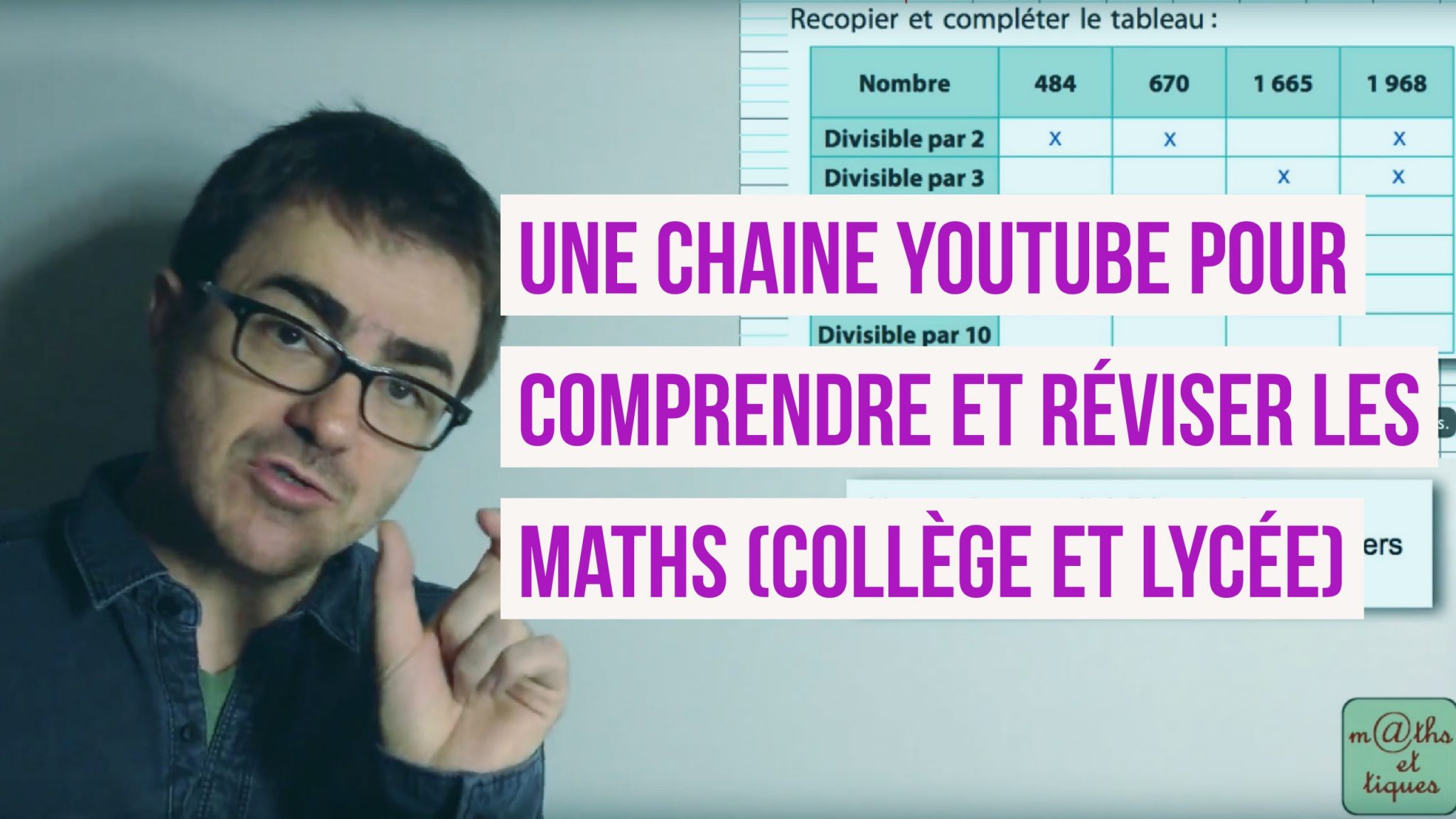 Une chaine Youtube pour comprendre et réviser les maths (collège et ...